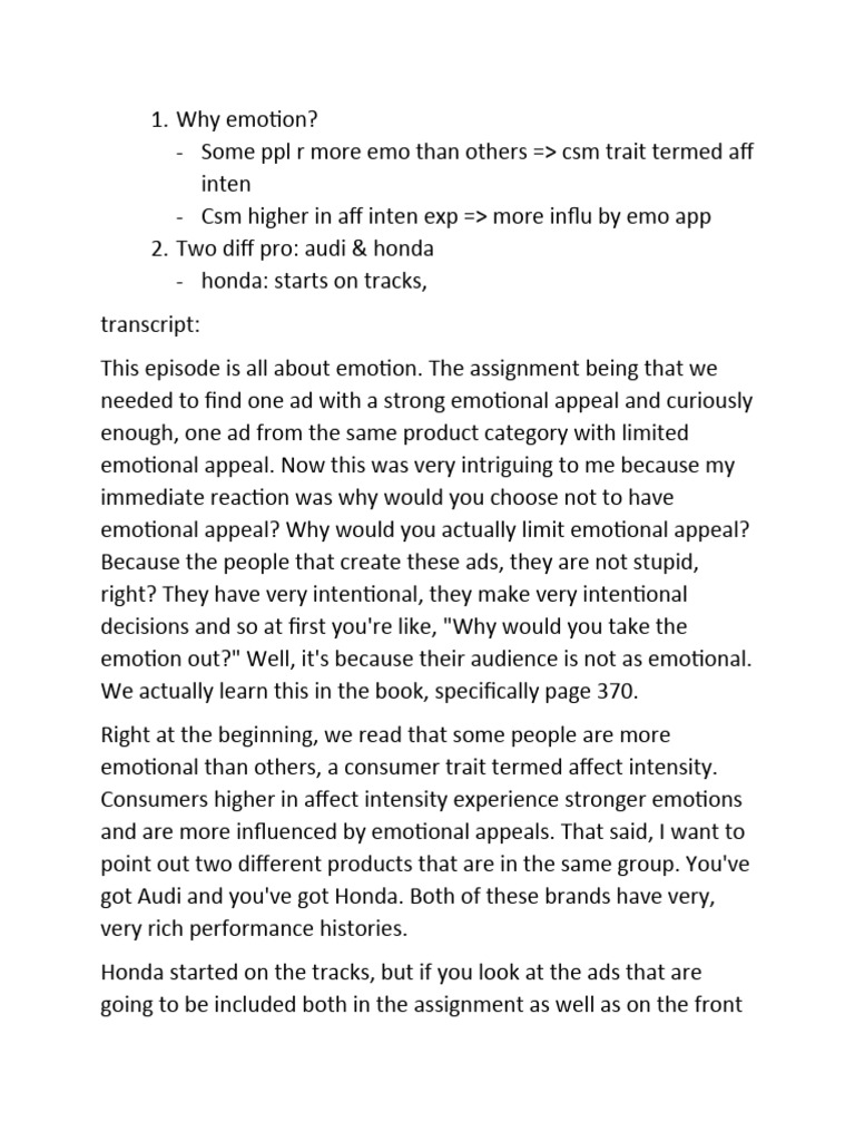 Transcript | PDF | Emotions | Psychological Concepts