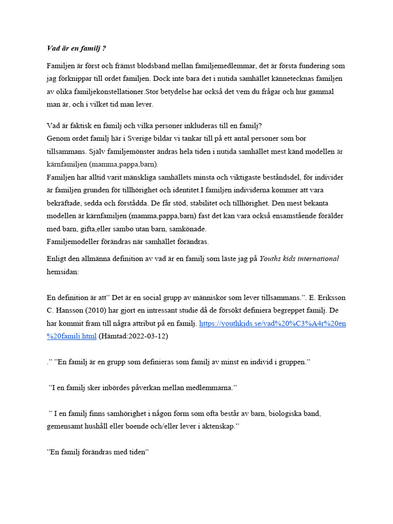 Vad är en familj - kopia | PDF