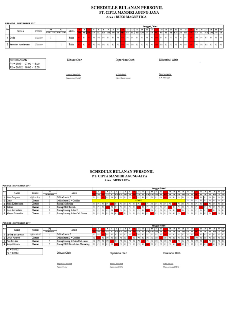 Contoh Format Schedule | PDF