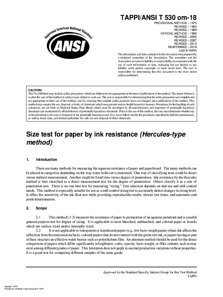TAPPI ANSI T 530 Om-18 | PDF | Paper | Accuracy And Precision