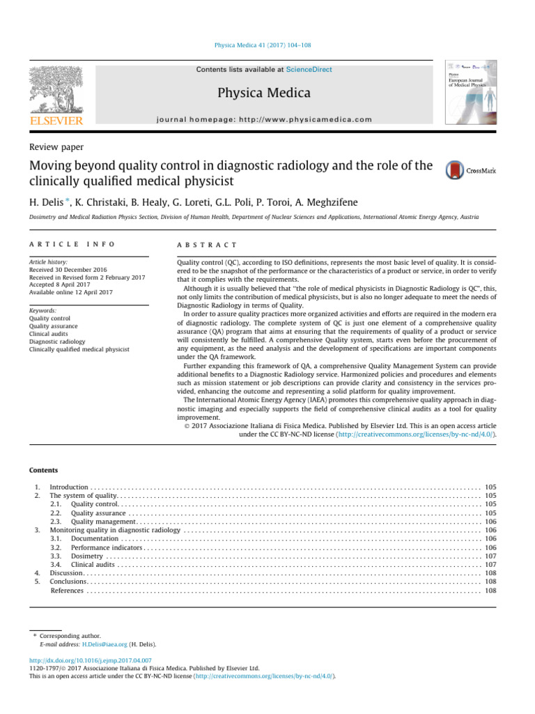 2017 - Moving Beyond Quality Control in Diagnostic Radiology and The Role of The Clinically ...