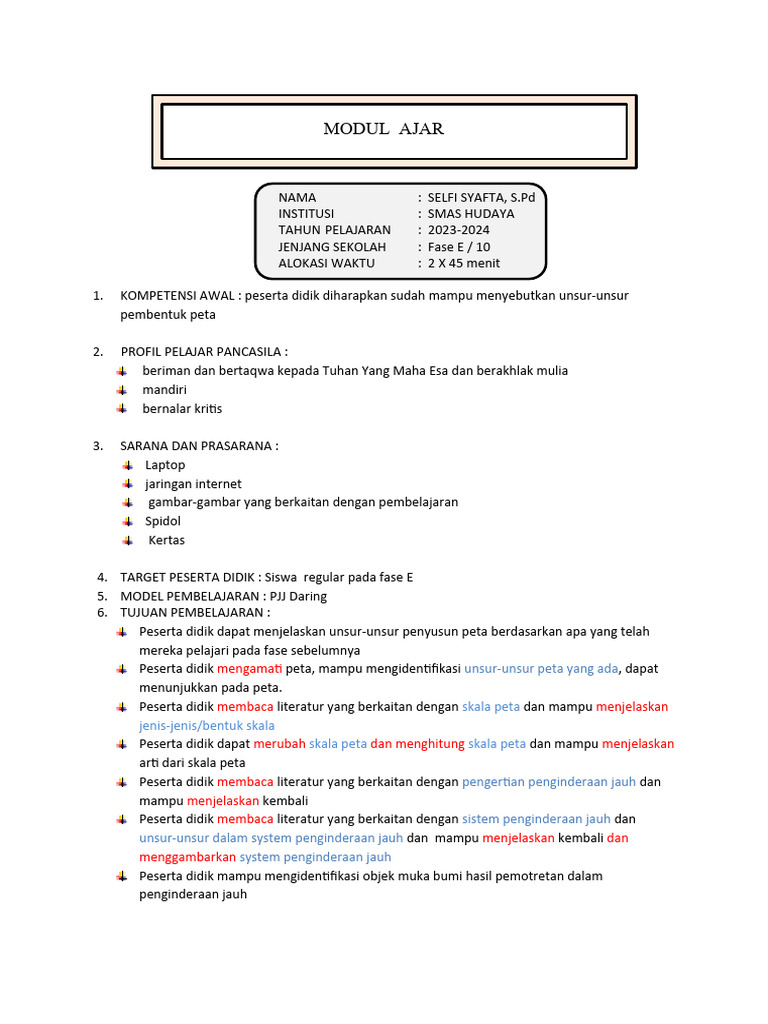 MODUL AJAR Peta | PDF | Karier & Perkembangan | Seni & Disiplin Bahasa