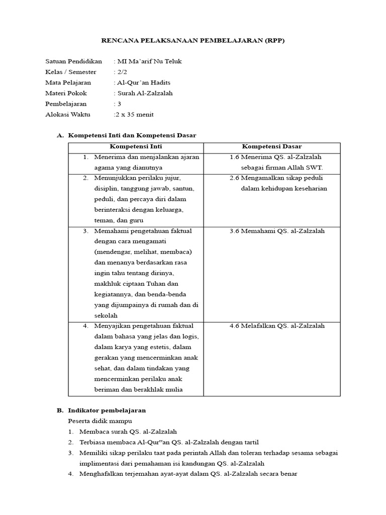 Aziz - RPP Penilaian 1 | PDF