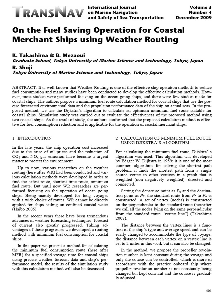 On the Fuel Saving Operation for Coastal Merchant Ships Using Weather ...