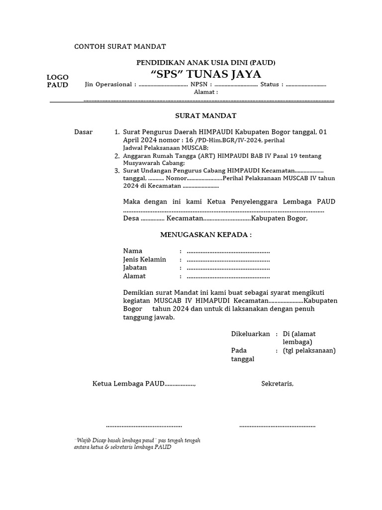 CONTOH SURAT MANDAT | PDF