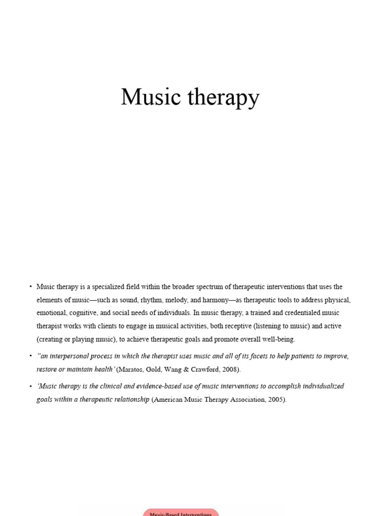 Music Therapy | PDF | Psychotherapy | Emotions