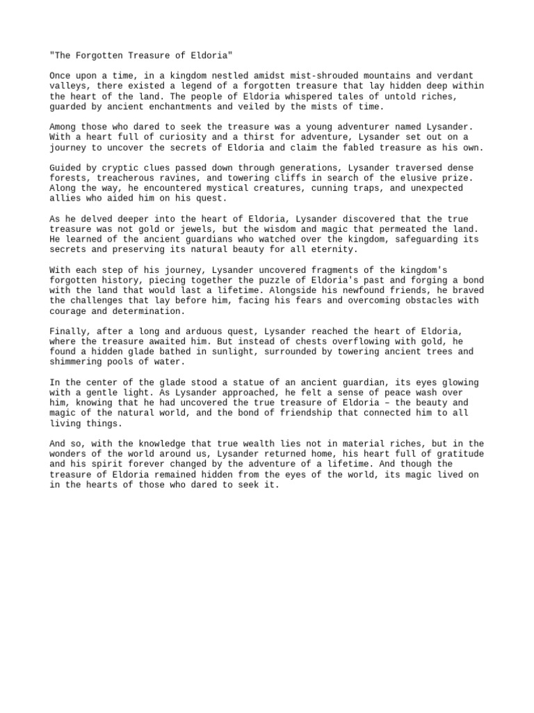 The Forgotten Treasure of Eldoria | PDF