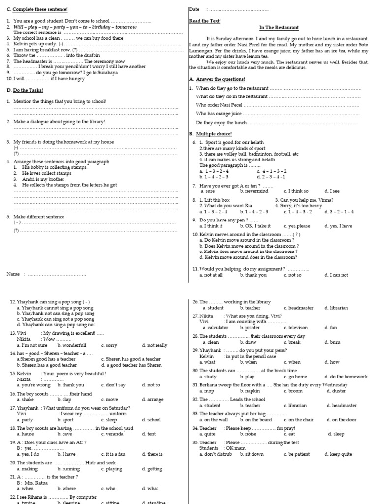 Kelvin Lat Uas 2 Akhir | PDF | Language Arts & Discipline | Home & Garden