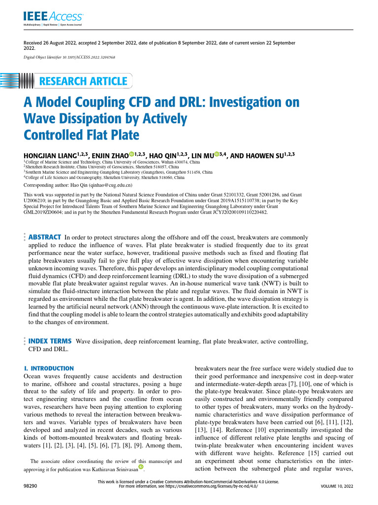 CFD and DRL Model for Wave Dissipation | PDF | Computational Fluid ...
