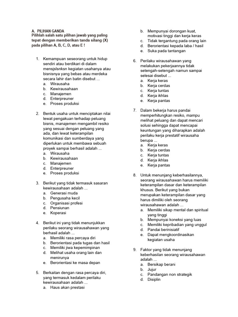 Soal PKK Pas Genap Xi Aphp | PDF