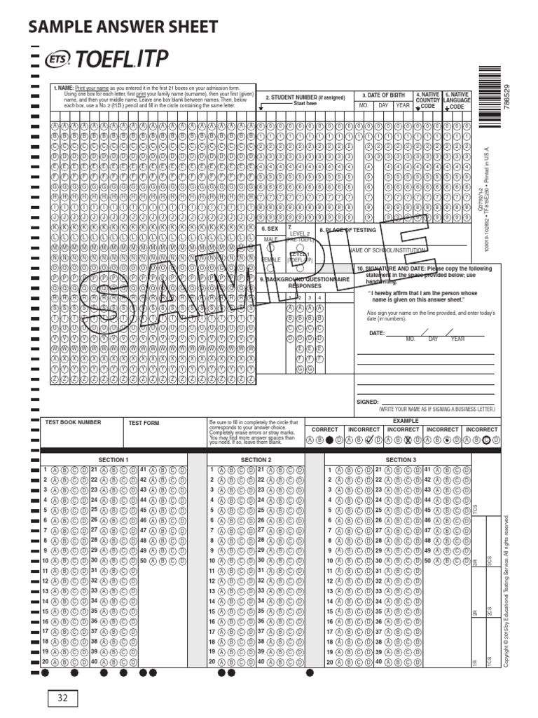 Lembar Jawaban ITP TOEFL-1 | PDF