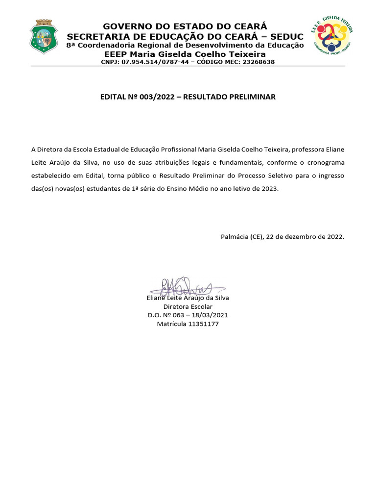 Relacao Nominal Selecao 2023 | PDF | Carreira e Educação Técnica ...