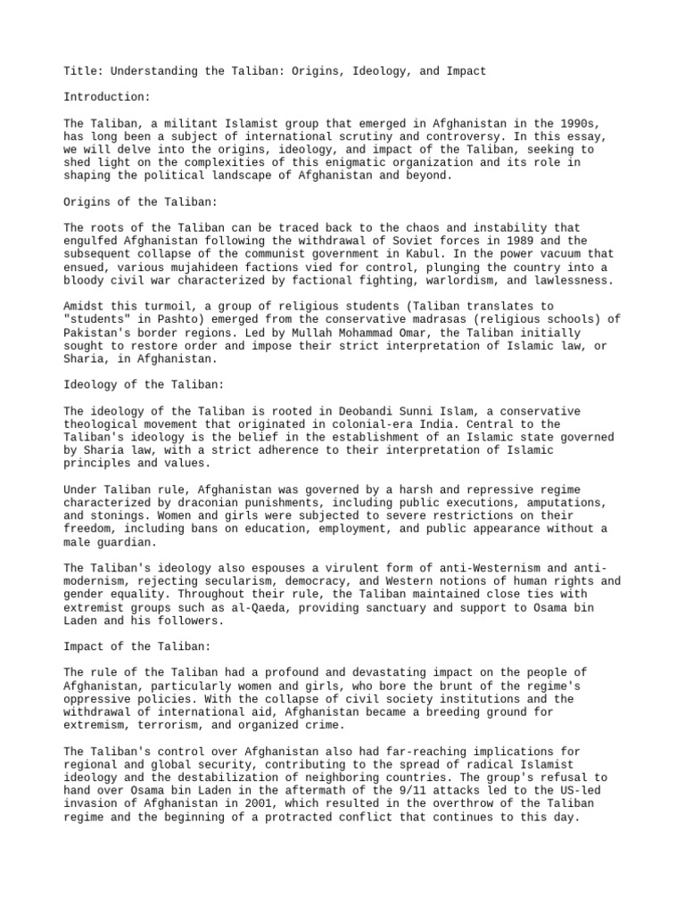 Title Understanding The Taliban Ori | PDF | Taliban | Afghanistan