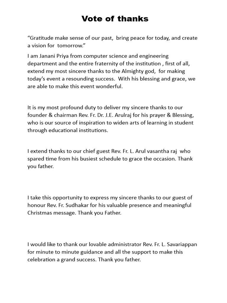 vote of thanks | PDF