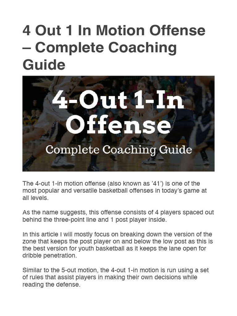 4 Out 1 in Motion Offense-BFC | PDF | Sports | Team Sports