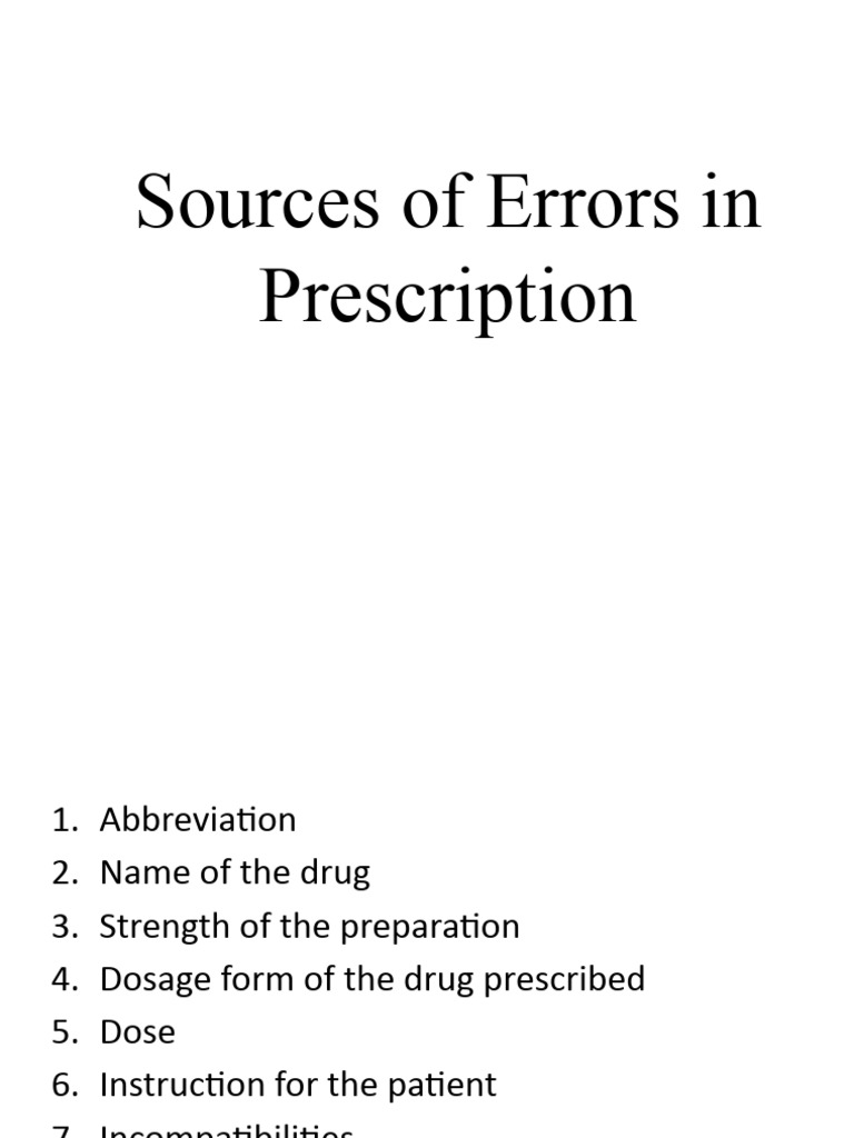 7 Sources of Errors in Prescription | PDF