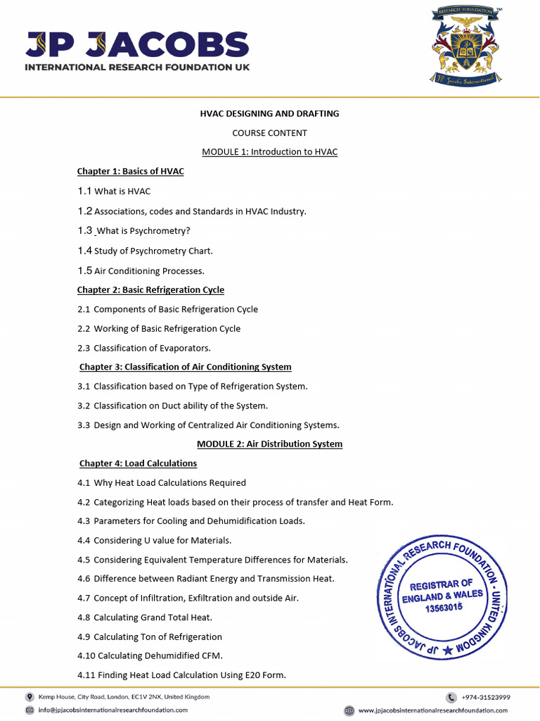 DIP HVAC JP Jacobs Research Foundation (1) 4 | PDF | Duct (Flow ...