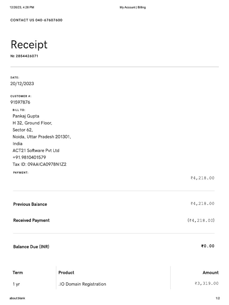 GoDaddy Invoice | PDF