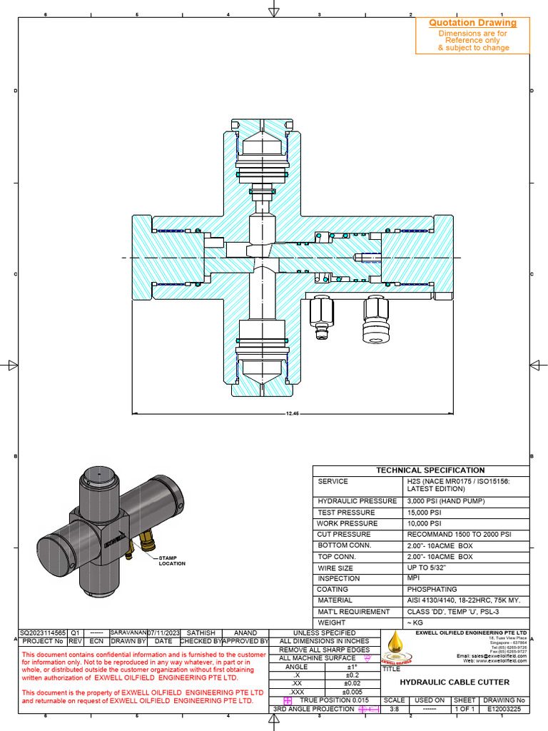 Hydraulic Cable Cutter Specs | PDF