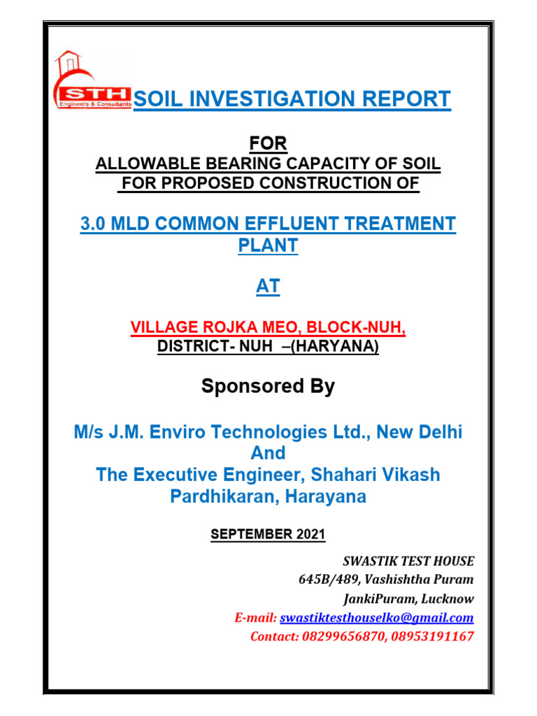 3.0 MLD CTP at Rojka Meo Soil Report PDF | PDF | Silt | Soil