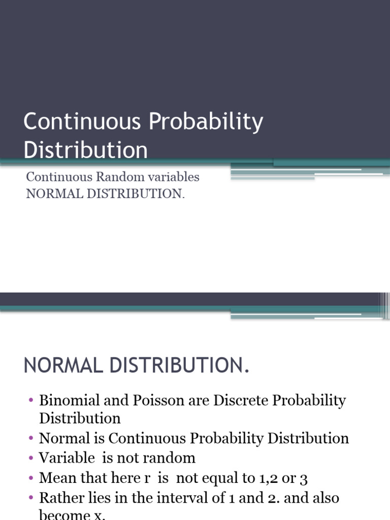 Lec 9 Normal Continuous Probablity Distribution-1 | PDF | Probability Distribution | Normal ...