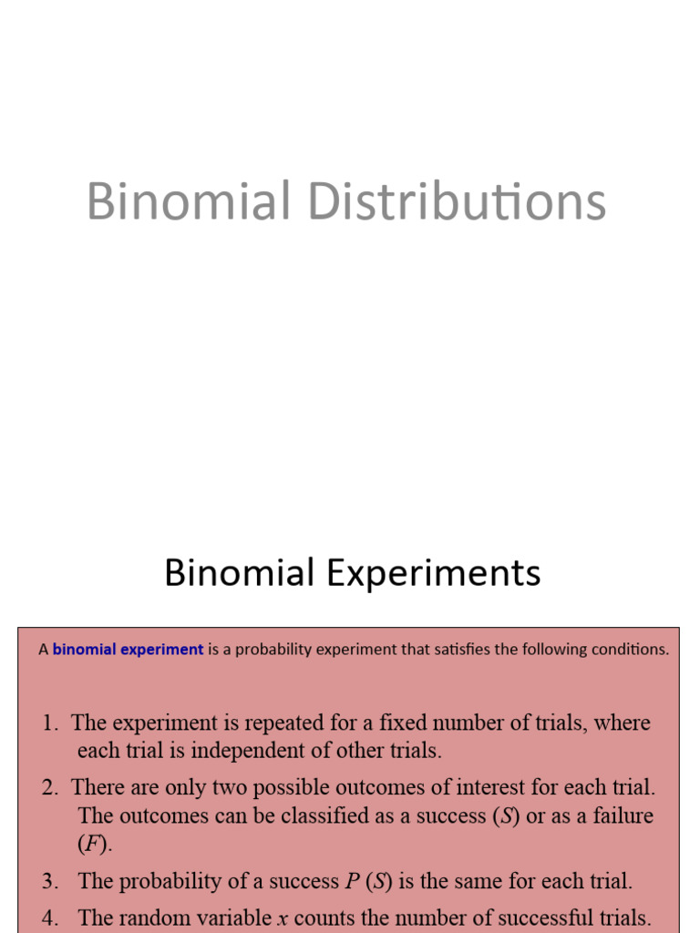 08 - Binomial Distribution | PDF | Variance | Experiment