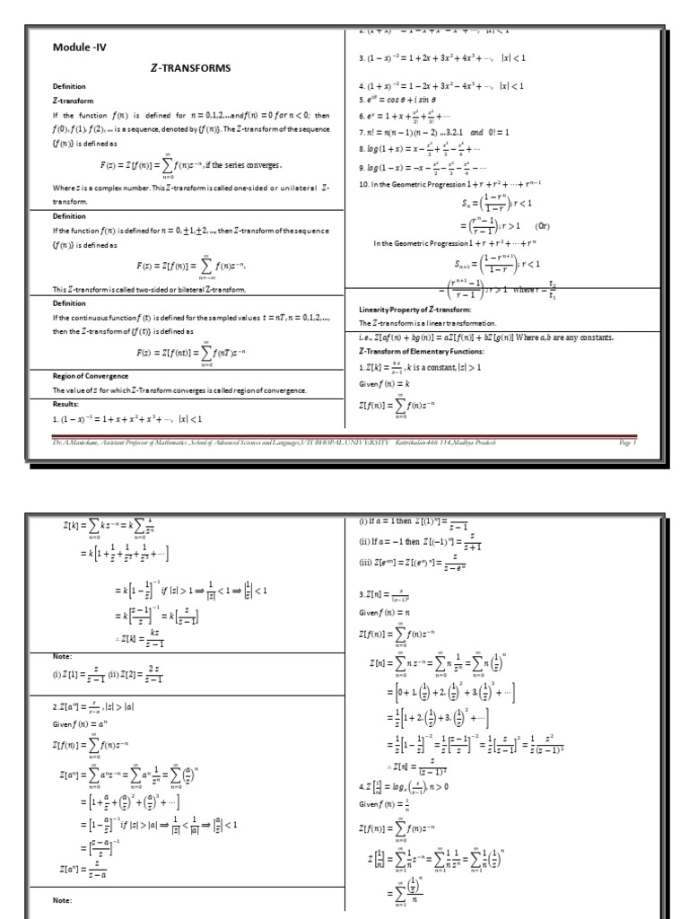 4 .Z Transform Module | PDF | Laplace Transform | Differential Calculus