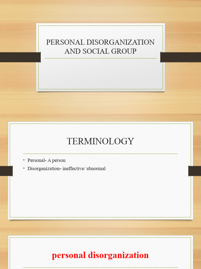 Understanding Personal Disorganization | PDF | Social Group | Mental ...
