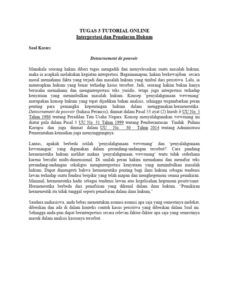 TUGAS 3 Interpretasi Dan Penalaran Hukum | PDF