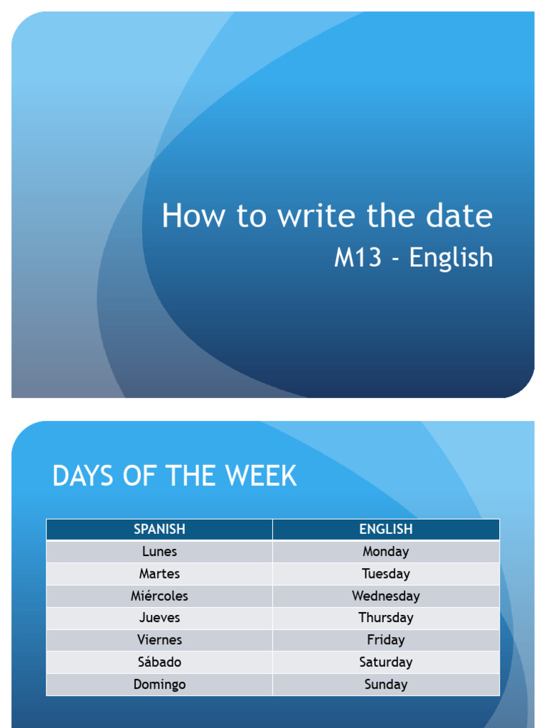 Writing English Date | PDF