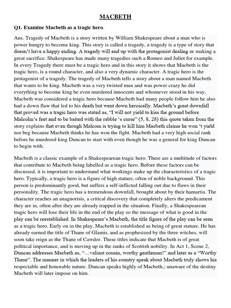 MACBETH Question/answers | PDF | Macbeth | Tragedy