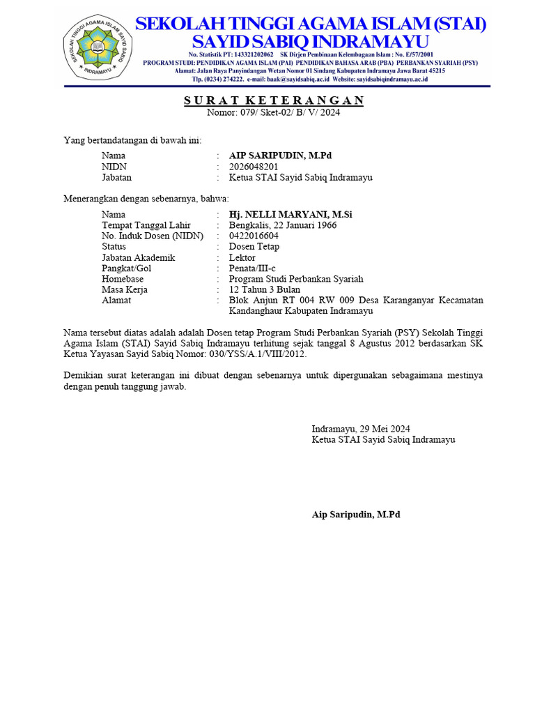 Surat Keterangan Sebagai Dosen | PDF | Olahraga & Rekreasi