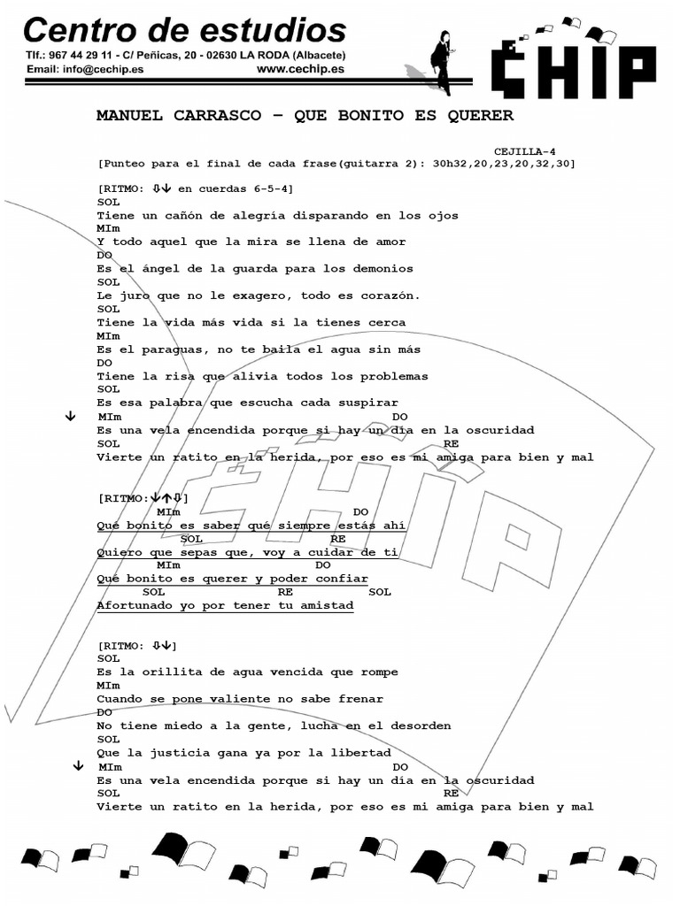 MANUEL CARRASCO - QUE BONITO ES QUERER Acordes Guitarra | PDF