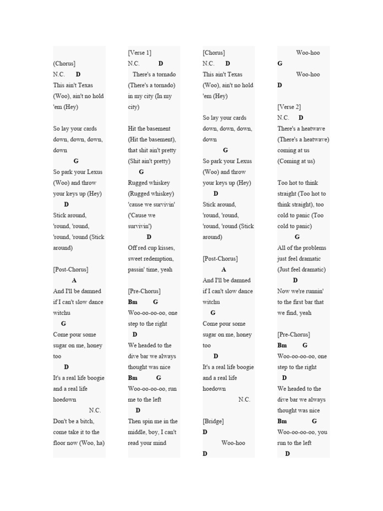 TEXAS HOLD EM Letra y Acordes | PDF | Song Structure | Elements Of Music