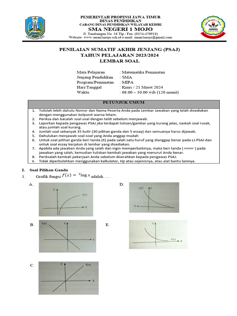 Soal Matematika Peminatan Sma | PDF | Metode & Bahan Ajar