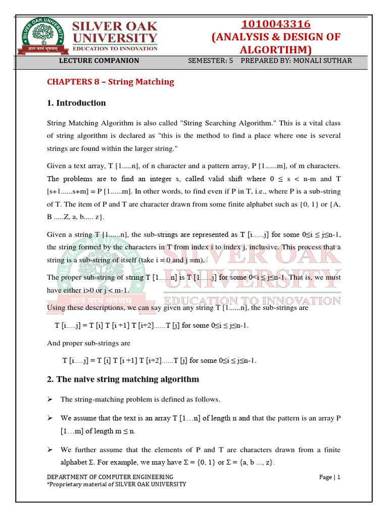 SOU Lecture Handout ADA Unit-8 | PDF | Computer Programming | Algorithms And Data Structures