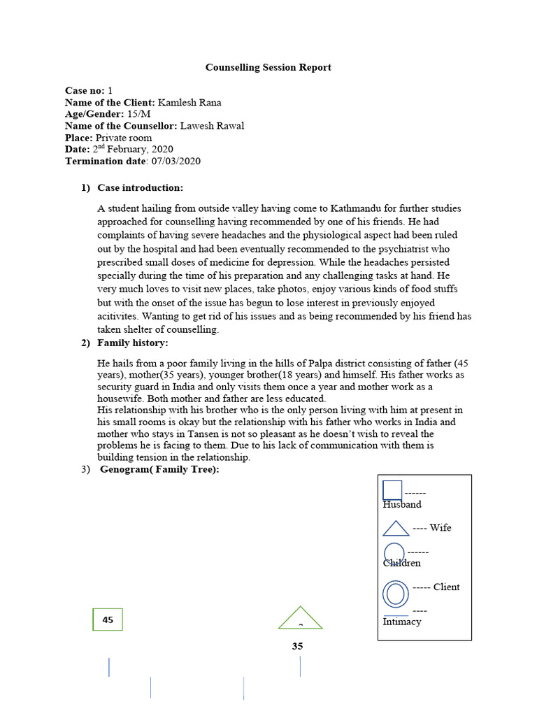 Counselling Sessions Reports | PDF | Anxiety | Grief