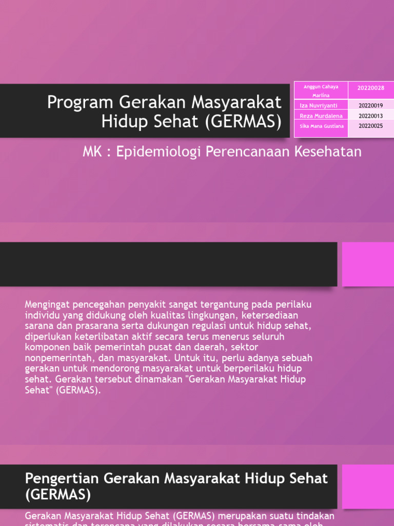 Gerakan Masyarakat Hidup Sehat (GERMAS) | PDF