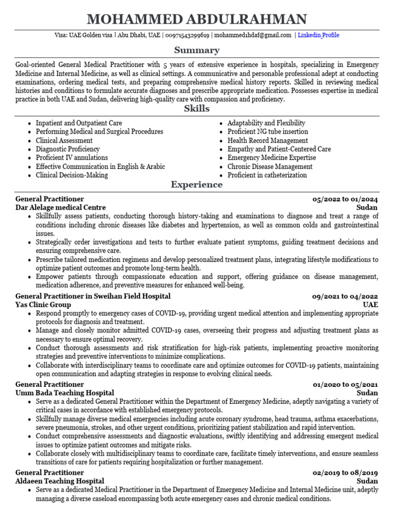 Mohammed Resume | PDF | Medicine | Medical Diagnosis