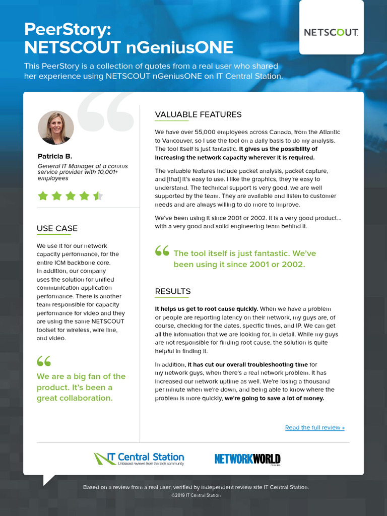 Peerstory Netscout Ngeniusone Patricia B | PDF | Computer Network | Technical Support
