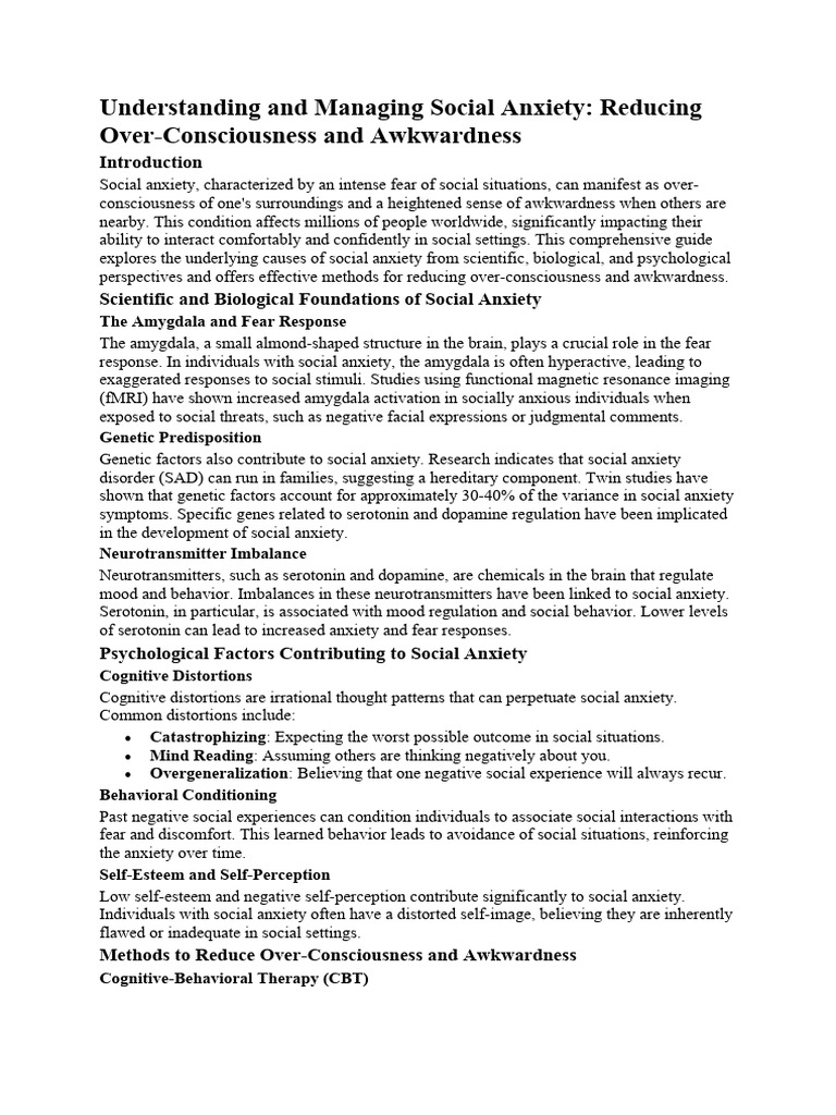 Understanding and Managing Social Anxiety-REDUCING AWKWARDNESS | PDF ...