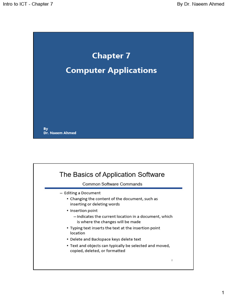 ICT Chapter 7: Software Basics | PDF | Spreadsheet | Databases