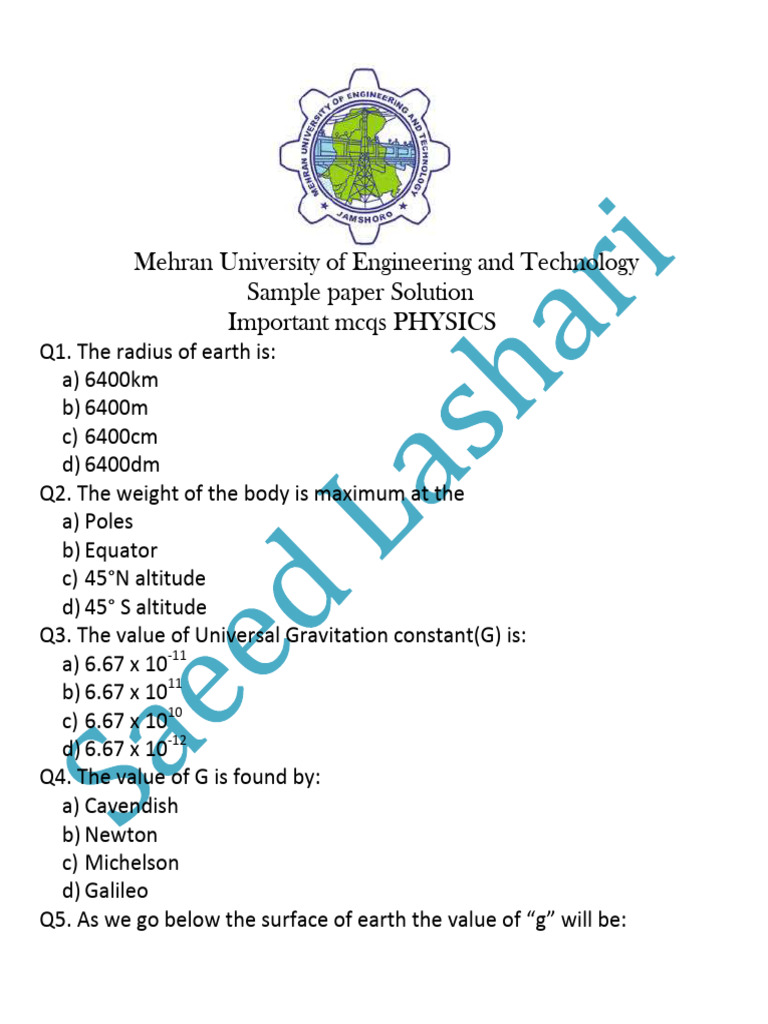MUET Physics # 10 | PDF