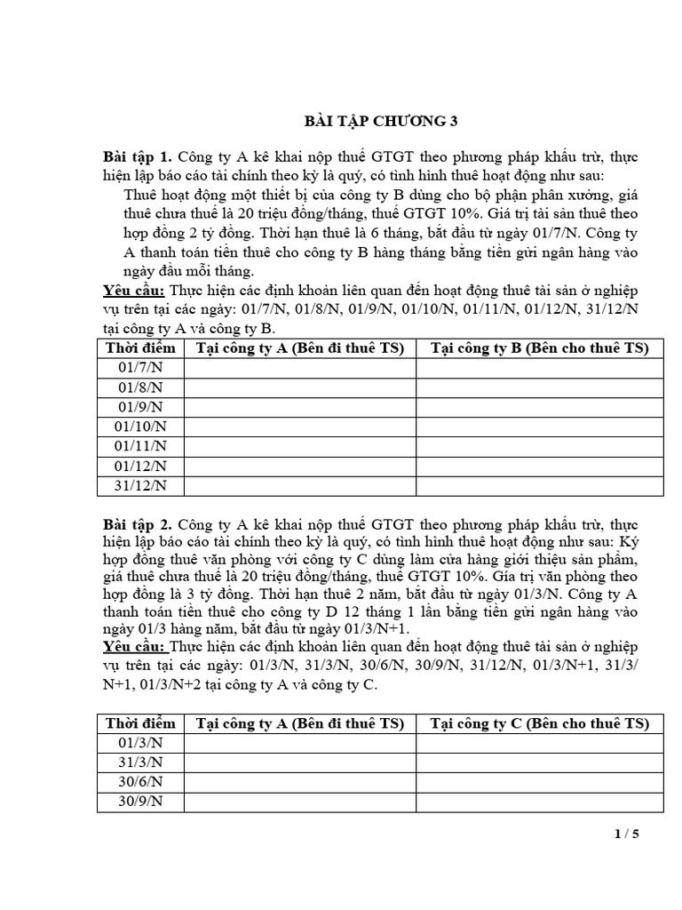 BaiTap Chuong 3 | PDF