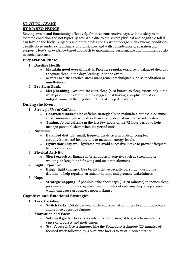 Staying Awake | PDF | Sleep | Sleep Deprivation