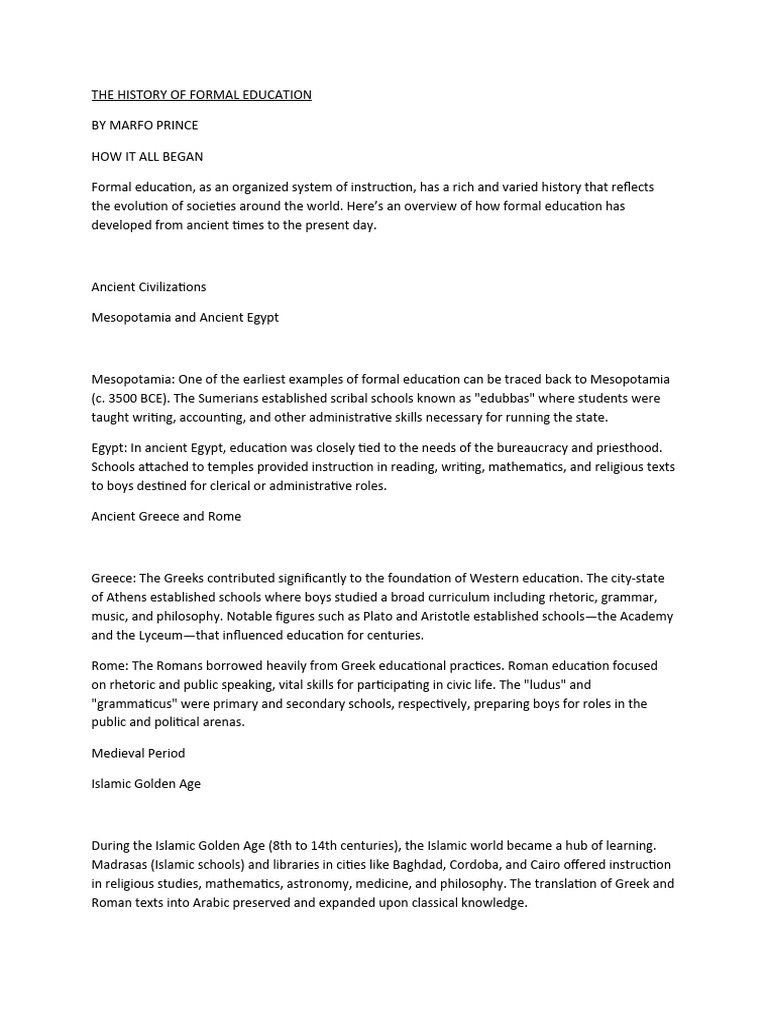 Evolution of Formal Education History | PDF | Renaissance | University