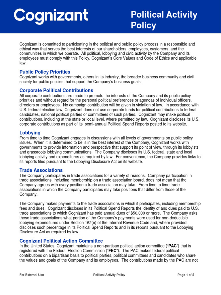 Political Activity Policy | PDF | Political Action Committee | Government