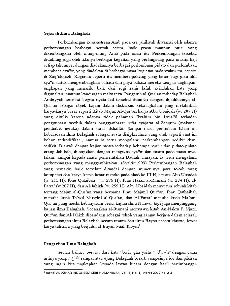 Ilmu Balaghah. Aurora | PDF