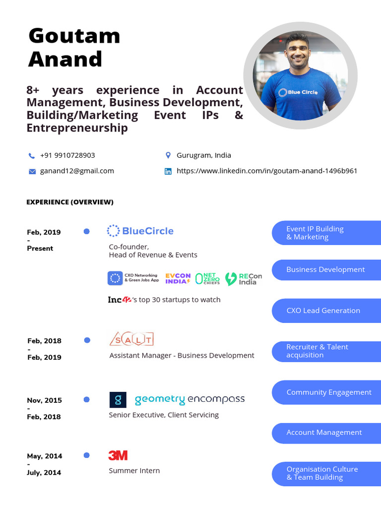 Goutam Anand - Resume 2024. | PDF | Entrepreneurship | Recruitment