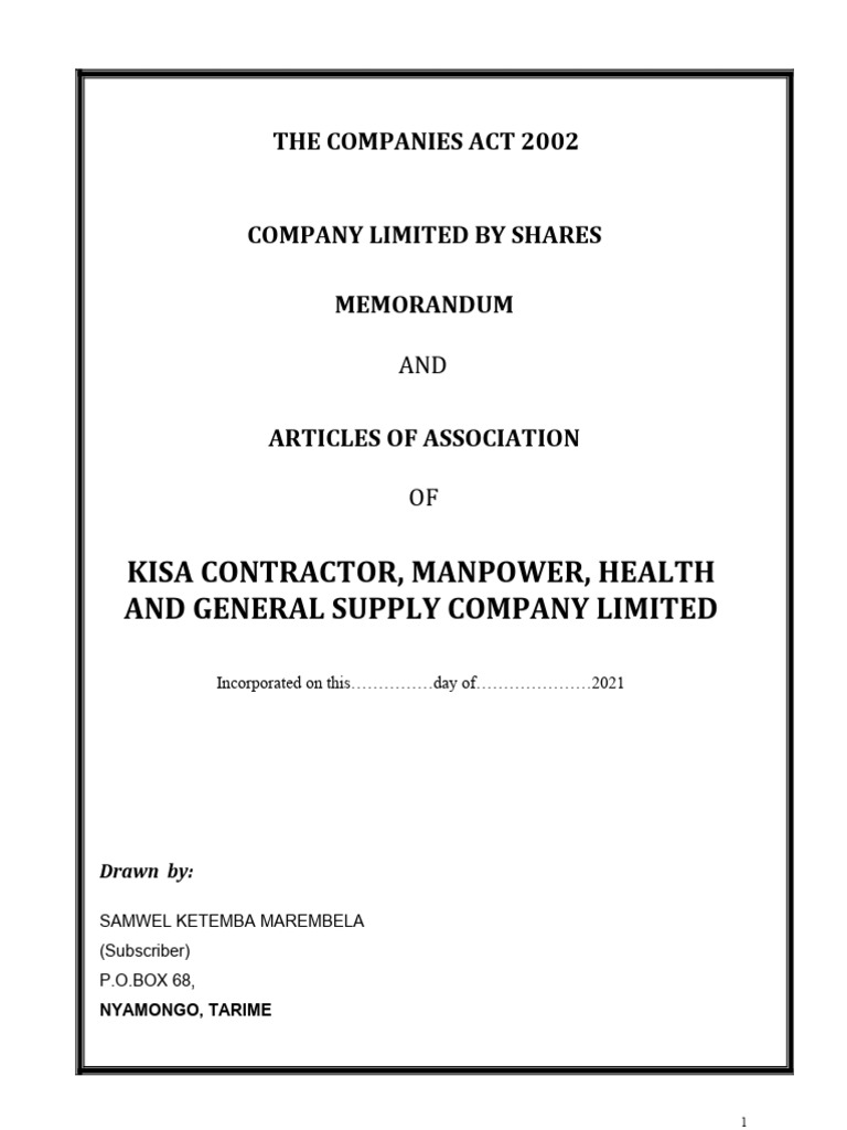 KISA Company MEMART | PDF | Liquidation | Dividend